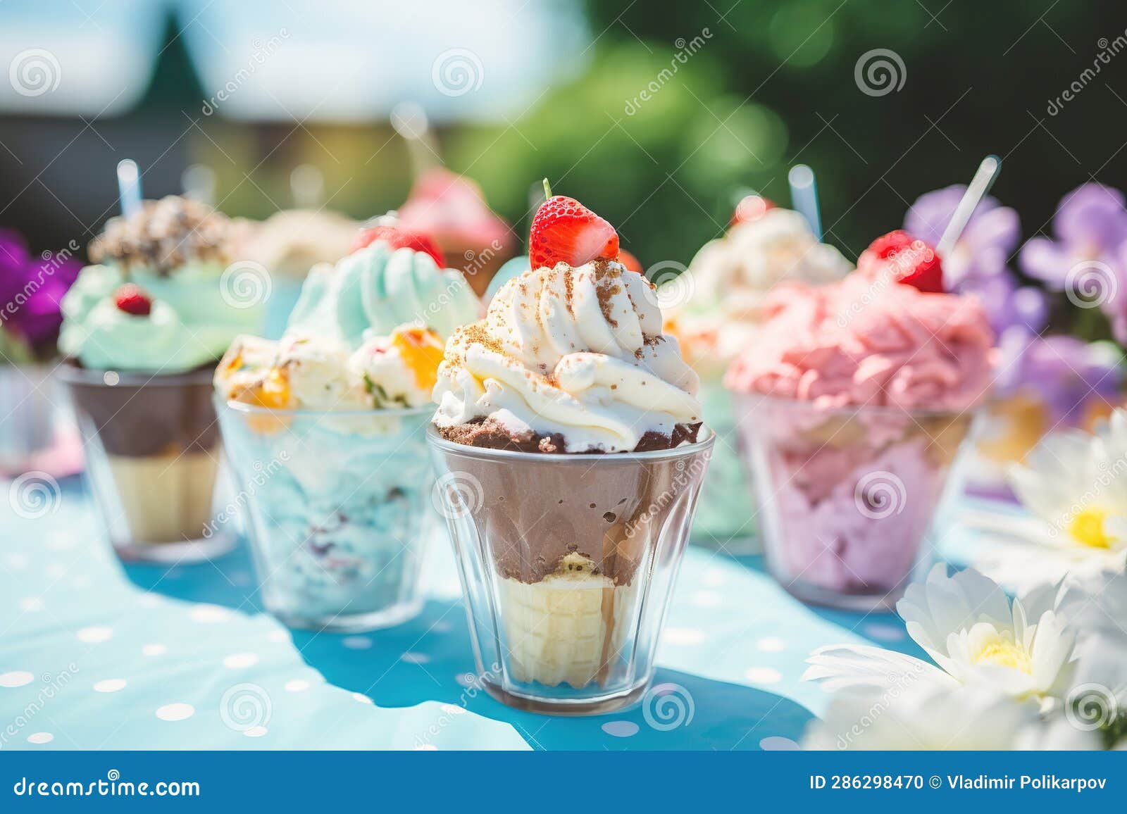 Assorted ice cream in cafe stock illustration. Illustration of cold ...