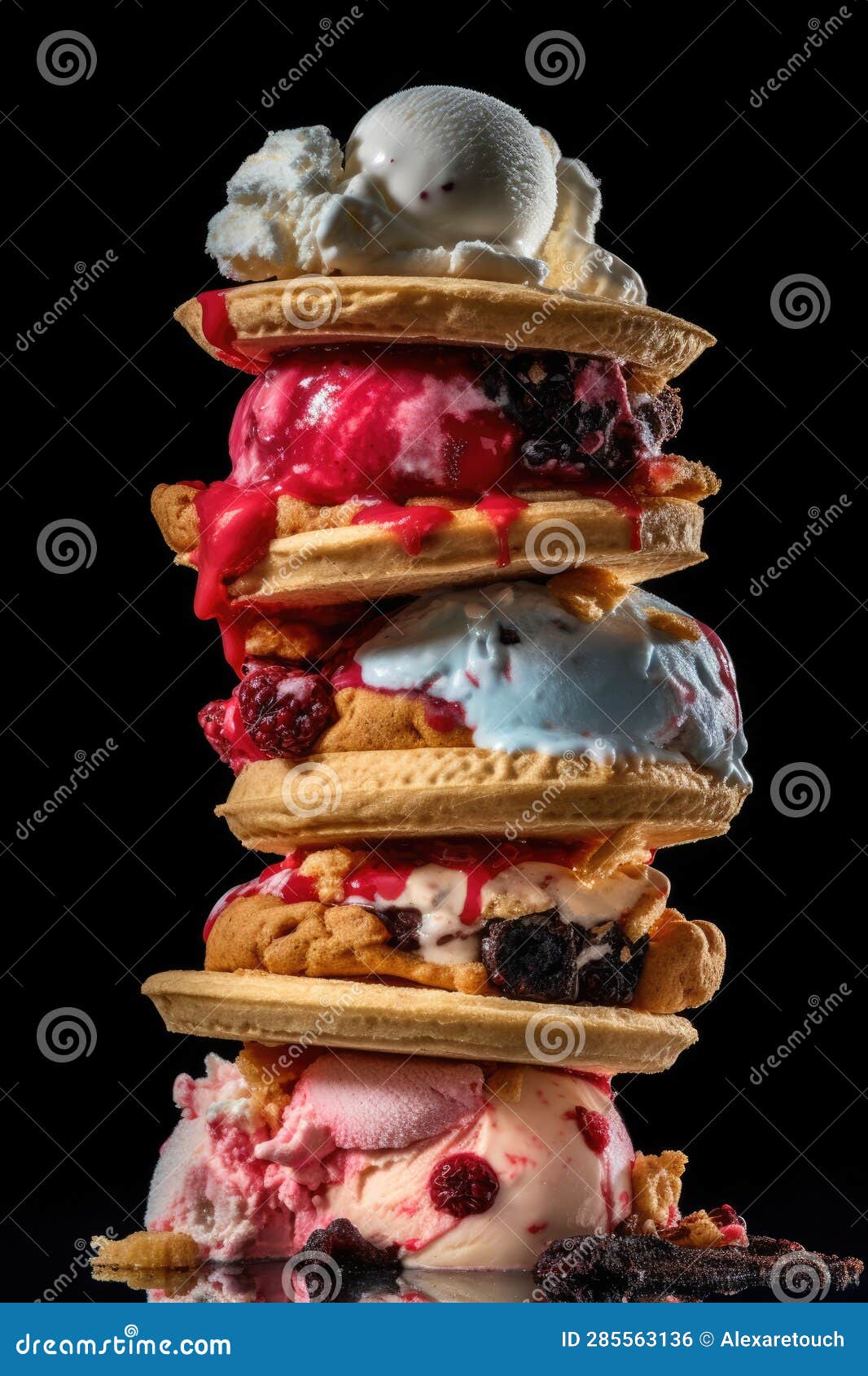 Assorted Ice Cream. Colorful Stack of Ice Cream of Different Flavors ...