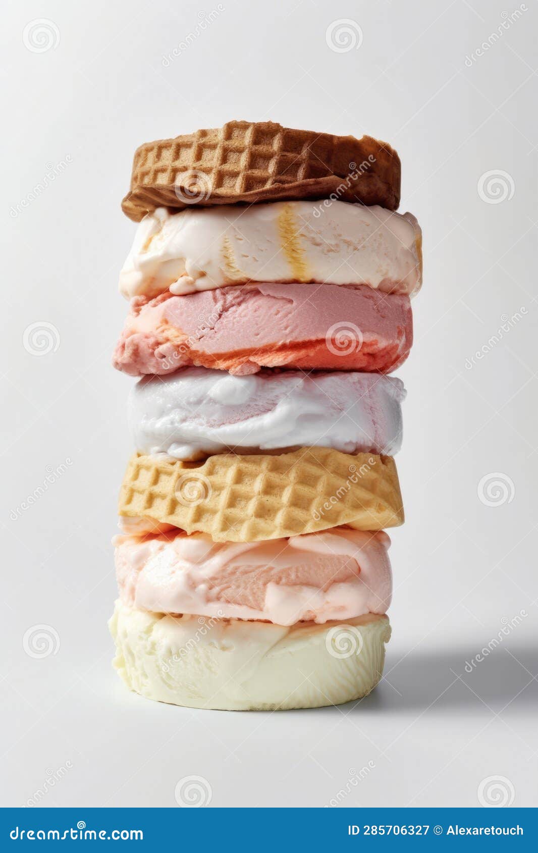 Assorted Ice Cream. Colorful Stack of Ice Cream of Different Flavors ...