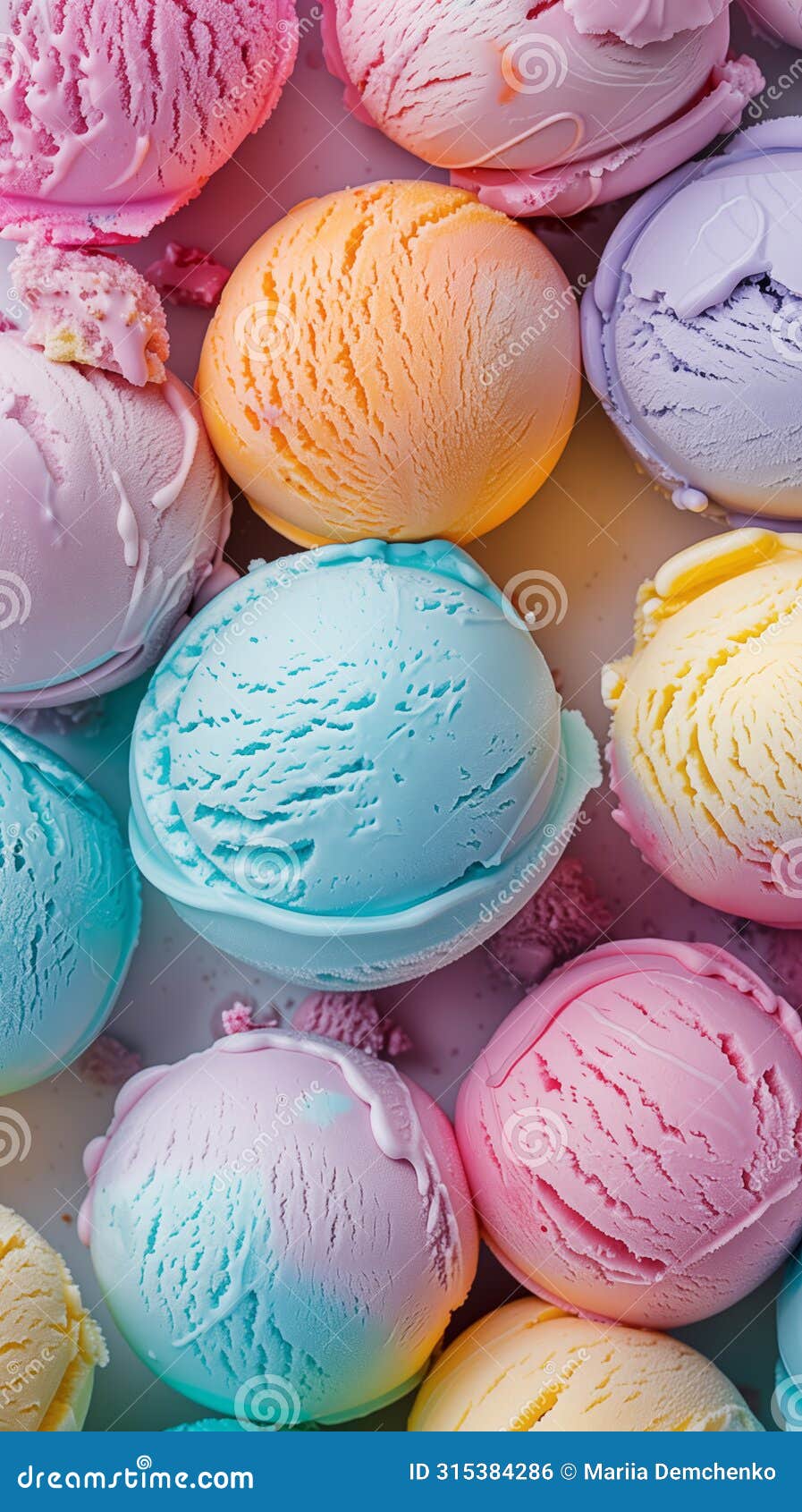 Assorted Ice Cream Scoops in Pale Colors Stock Photo - Image of ...