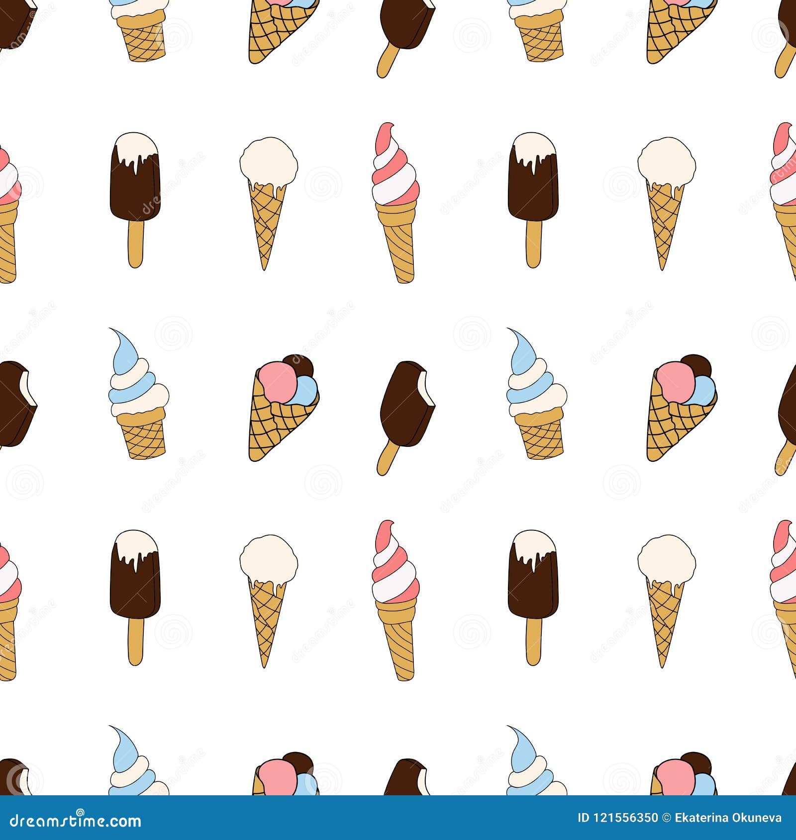 Assorted Ice Cream Seamless Pattern Stock Vector - Illustration of seamless, food: 121556350