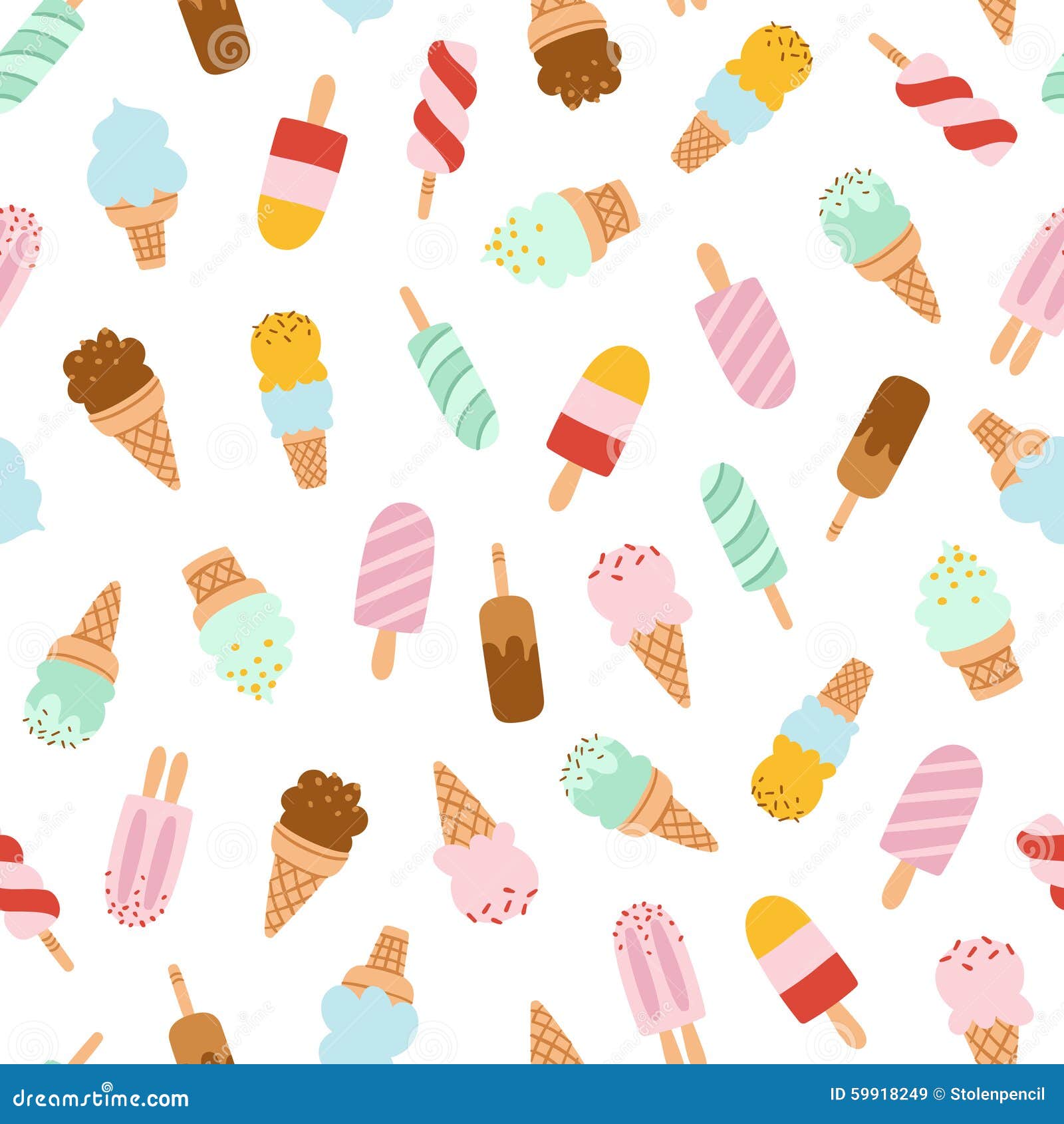 Assorted Ice Cream Seamless Pattern Stock Vector - Illustration of ...