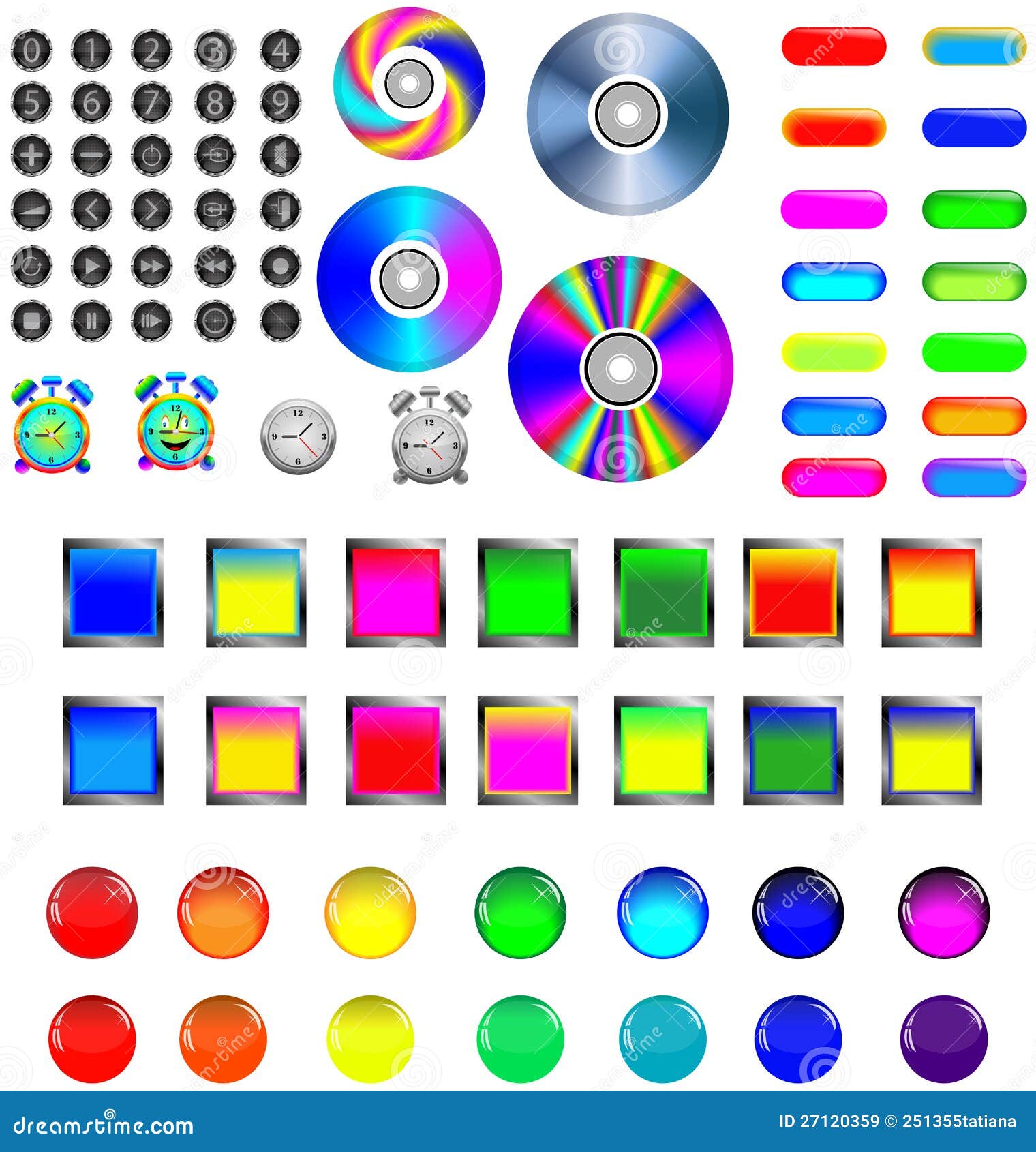 Assorted icons and buttons stock vector. Illustration of aquamarine ...