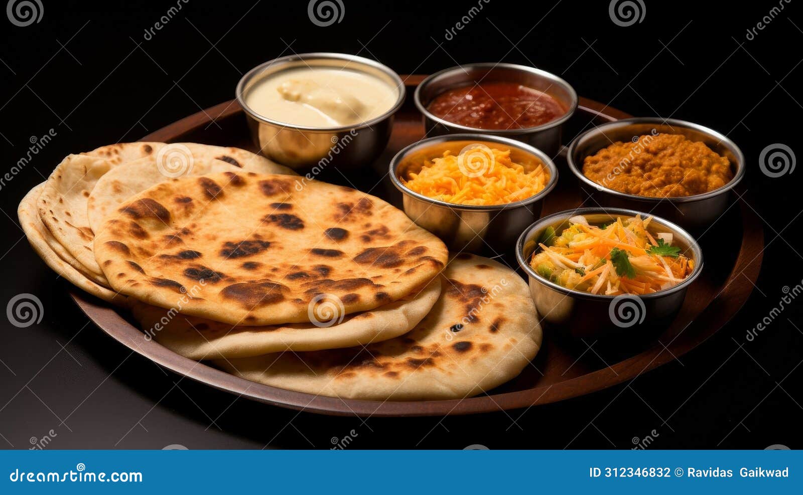 Assorted Indian Breads Arranged in Perfect Symmetry Stock Illustration ...