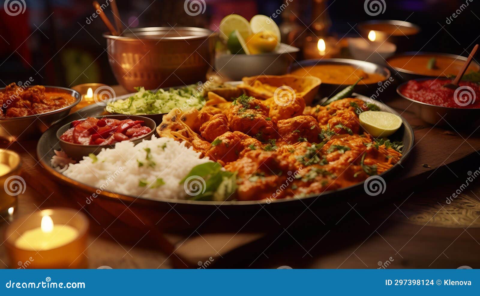Assorted Indian Food on Restaurant Table. Indian Cuisine Stock Photo ...