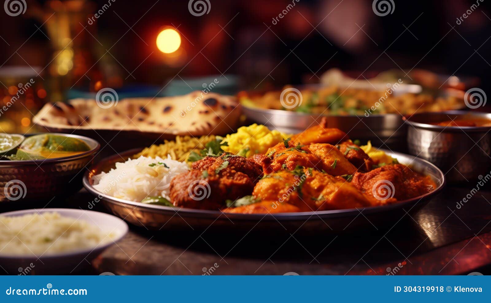 Assorted Indian Food on Restaurant Table. Indian Cuisine Stock Photo ...