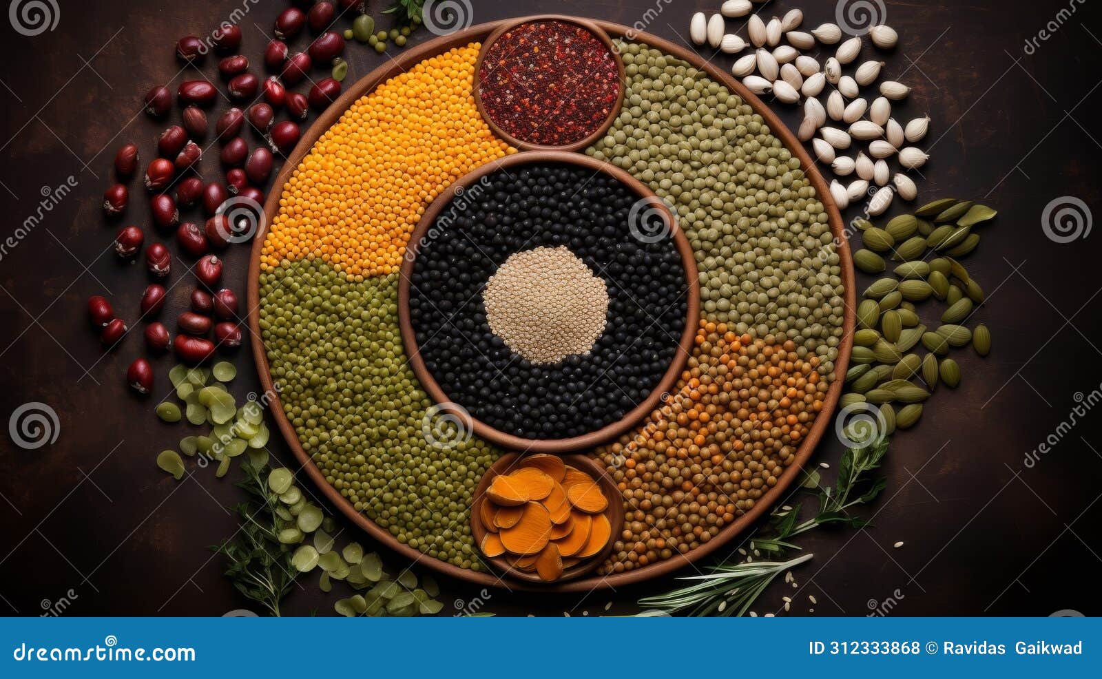 Assorted Indian Lentils and Pulses in Perfect Symmetry Stock ...