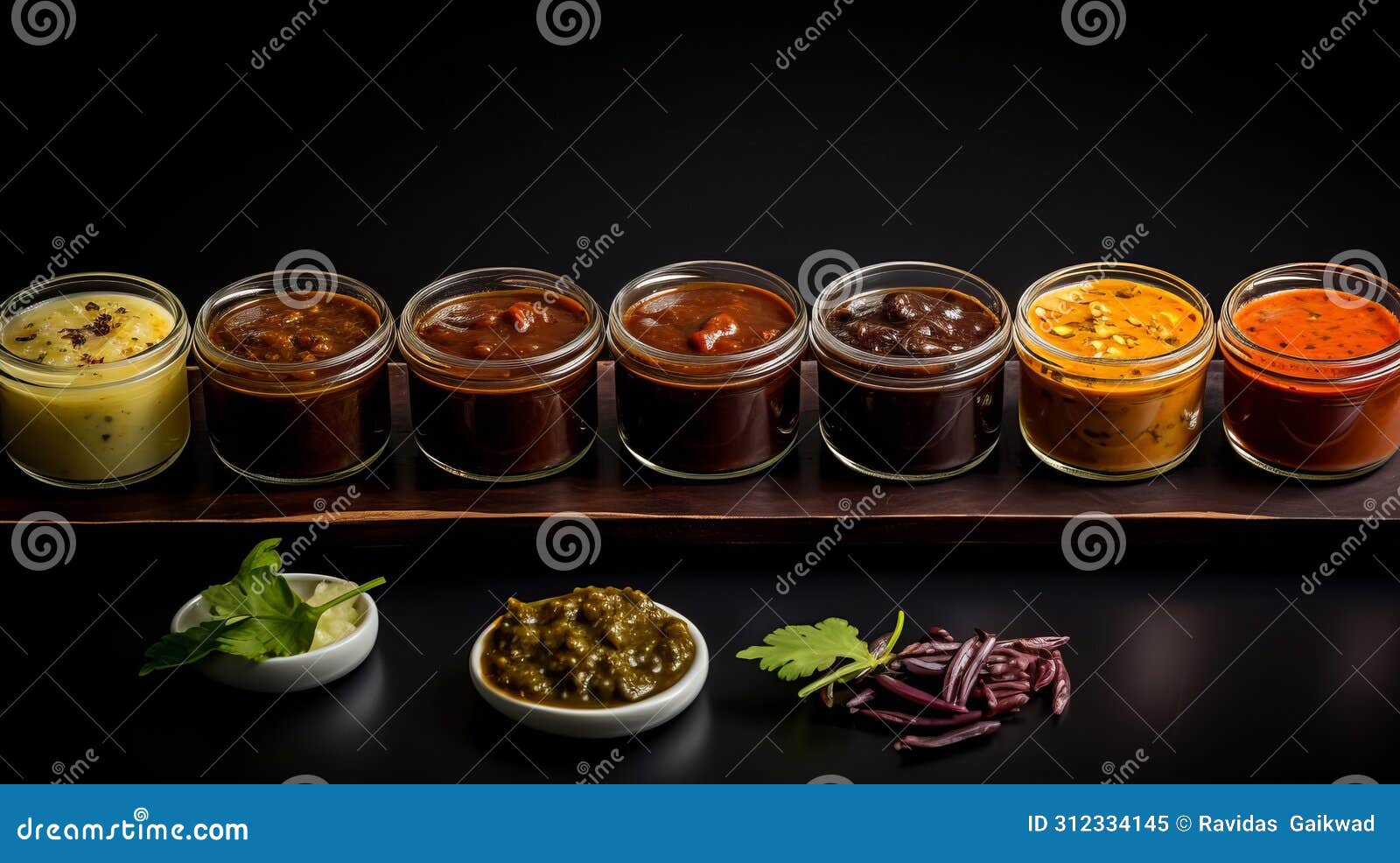 Assorted Indian Pickles and Chutneys Arranged in Perfect Symmetry Stock ...