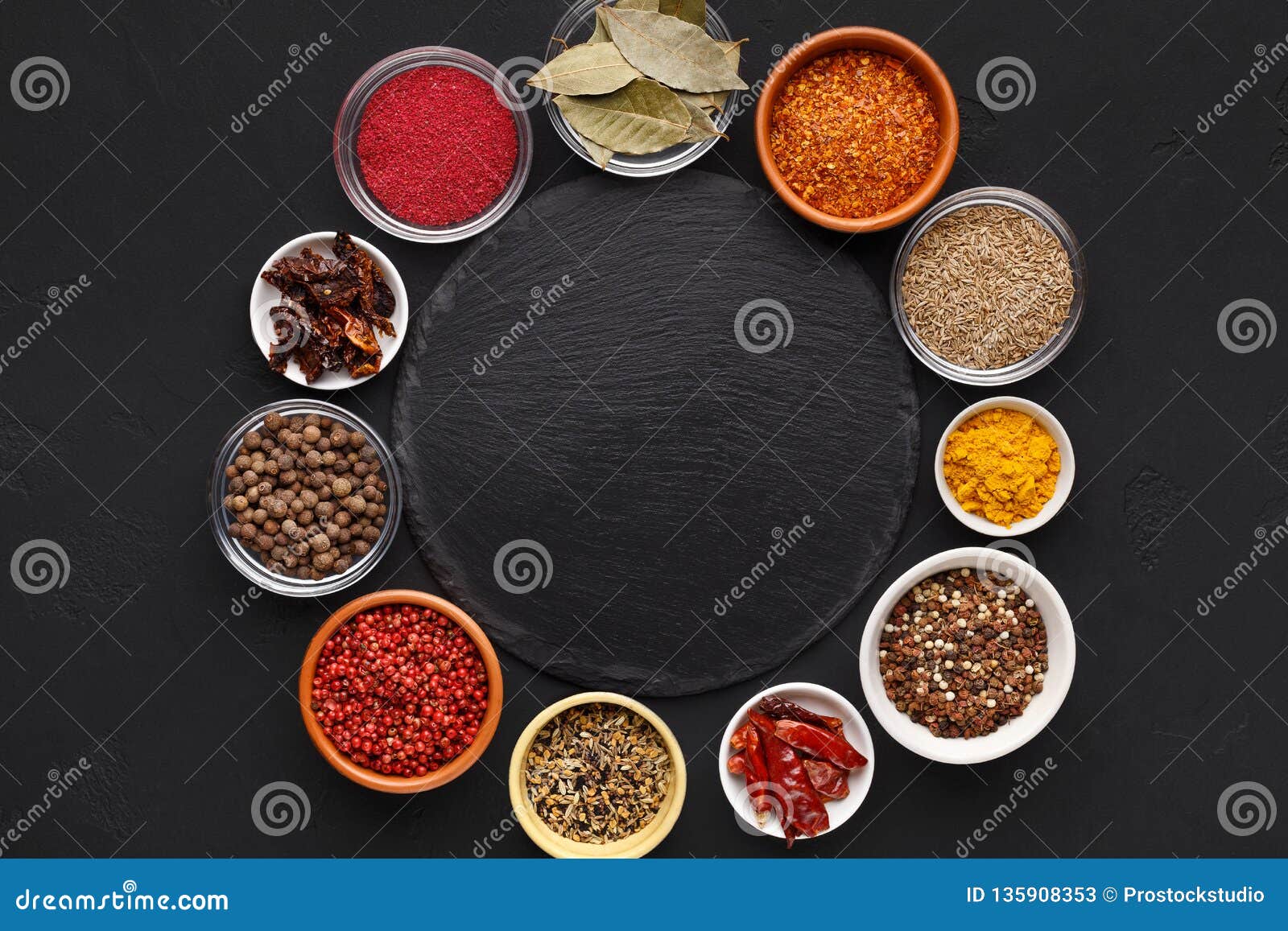 Assorted Indian Spices in Circle with Space for Text Stock Image ...