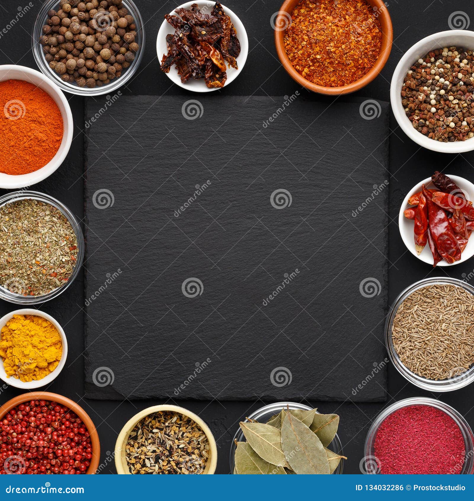 Assorted Indian Spices and Herbs with Space for Text Stock Photo ...