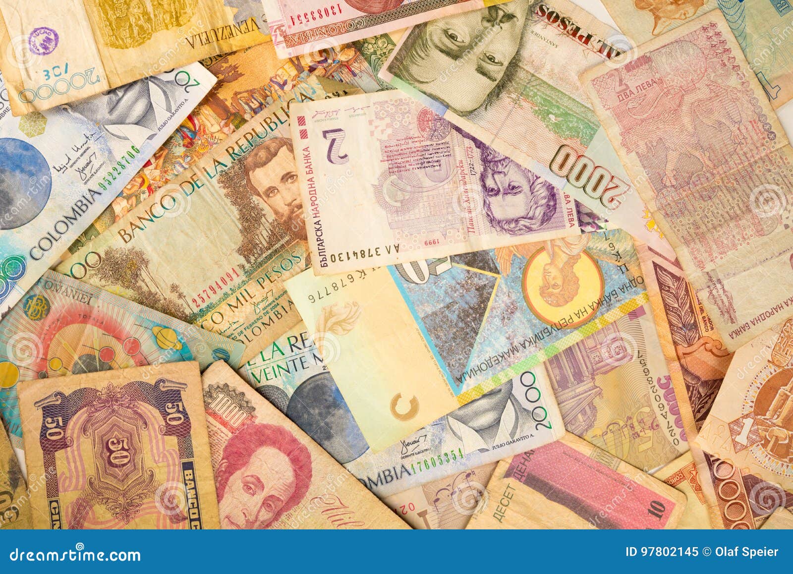 Assorted International Banknotes Stock Image - Image of background ...