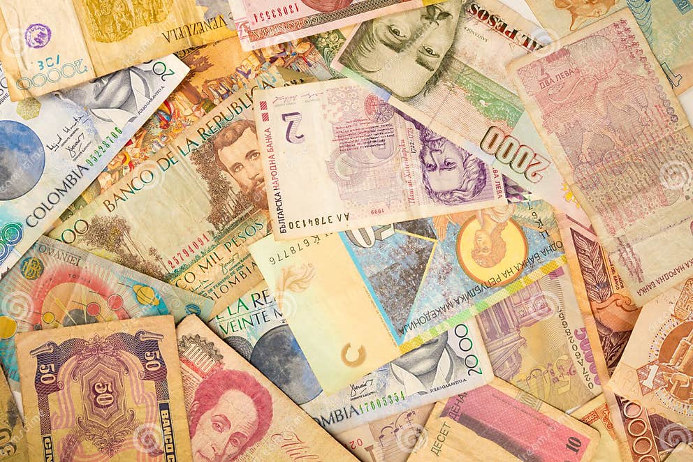 Assorted International Banknotes Stock Image - Image of background ...