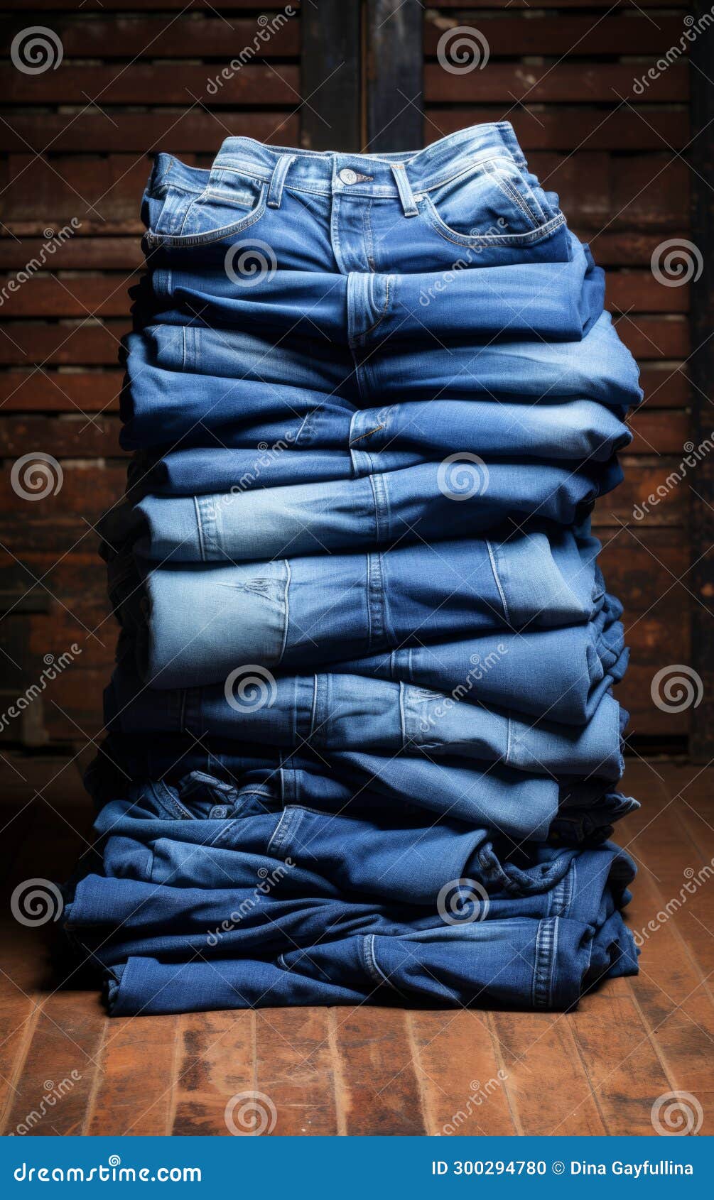 Assorted Jeans in a Stack,close Up Stock Illustration - Illustration of ...