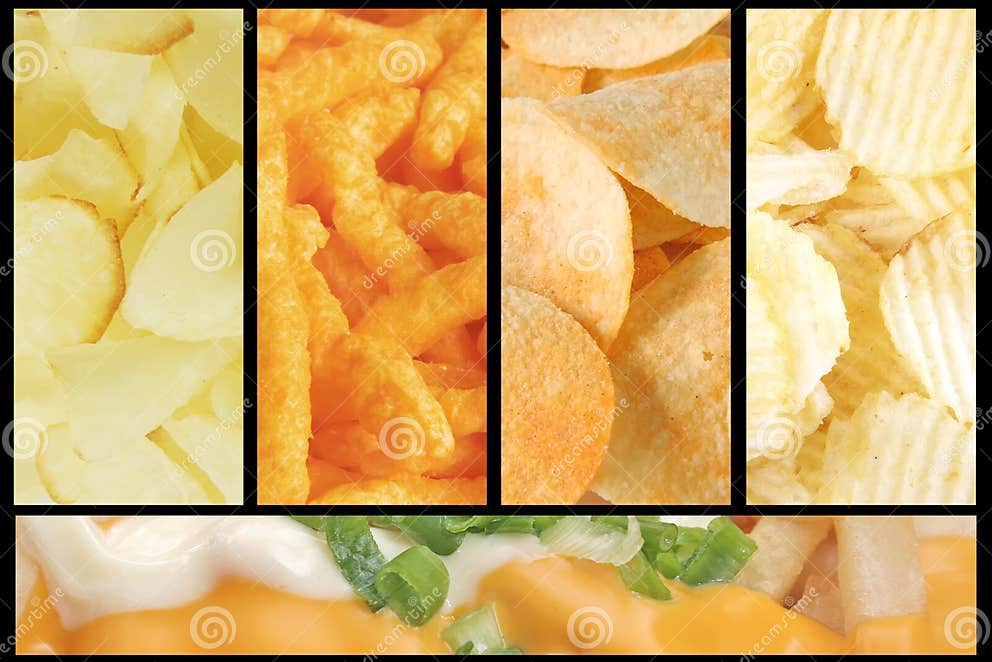 Assorted Junk Food Collage Background Stock Image - Image of crisps ...