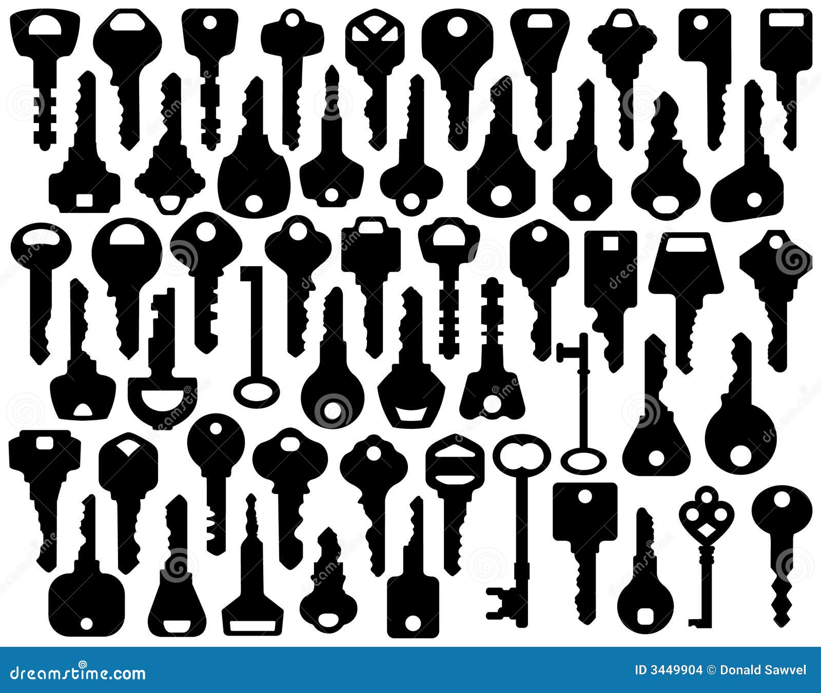 Assorted Key Silhouettes stock vector. Illustration of master - 3449904