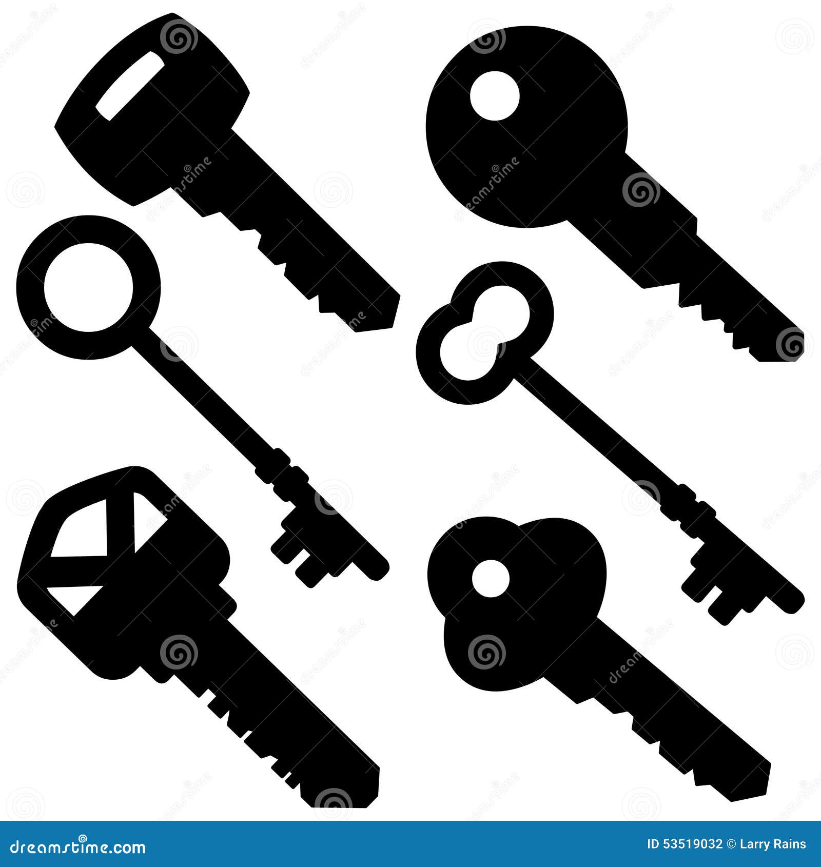 Assorted Key Silhouettes stock vector. Illustration of standard - 53519032