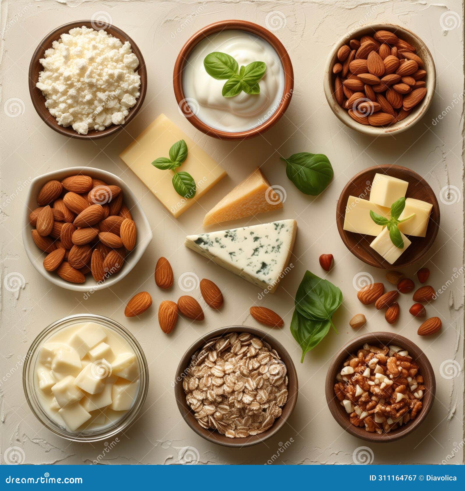 Assorted Lactose Ingredients in Bowls Top View Stock Illustration ...