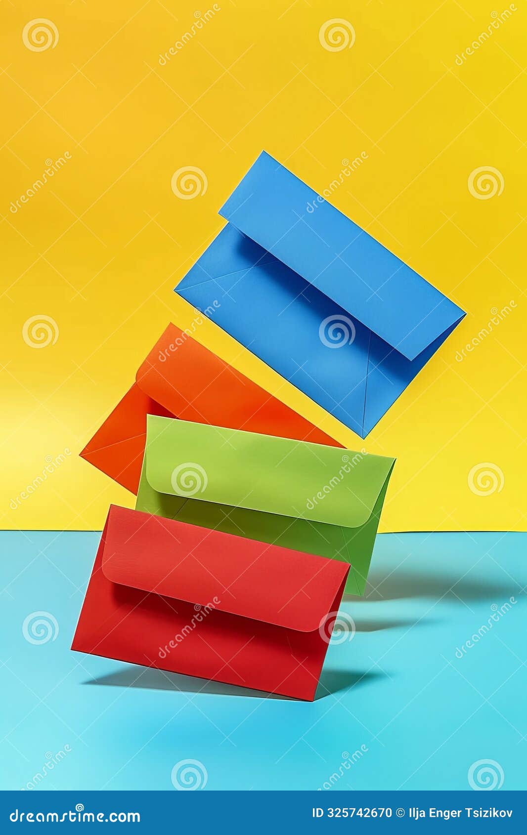Assorted Levitating Colorful Paper Envelopes on Gradient Background ...