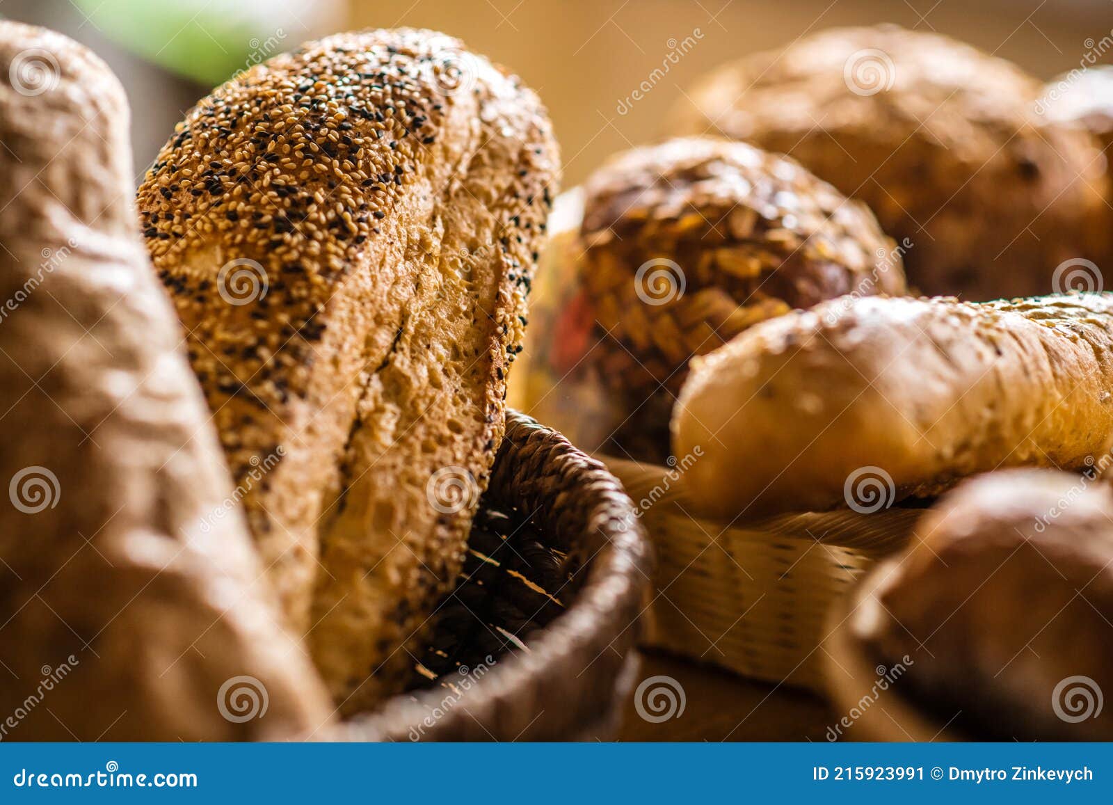 Assorted Loaves of Bread and Rolls in Baskets Stock Image - Image of ...