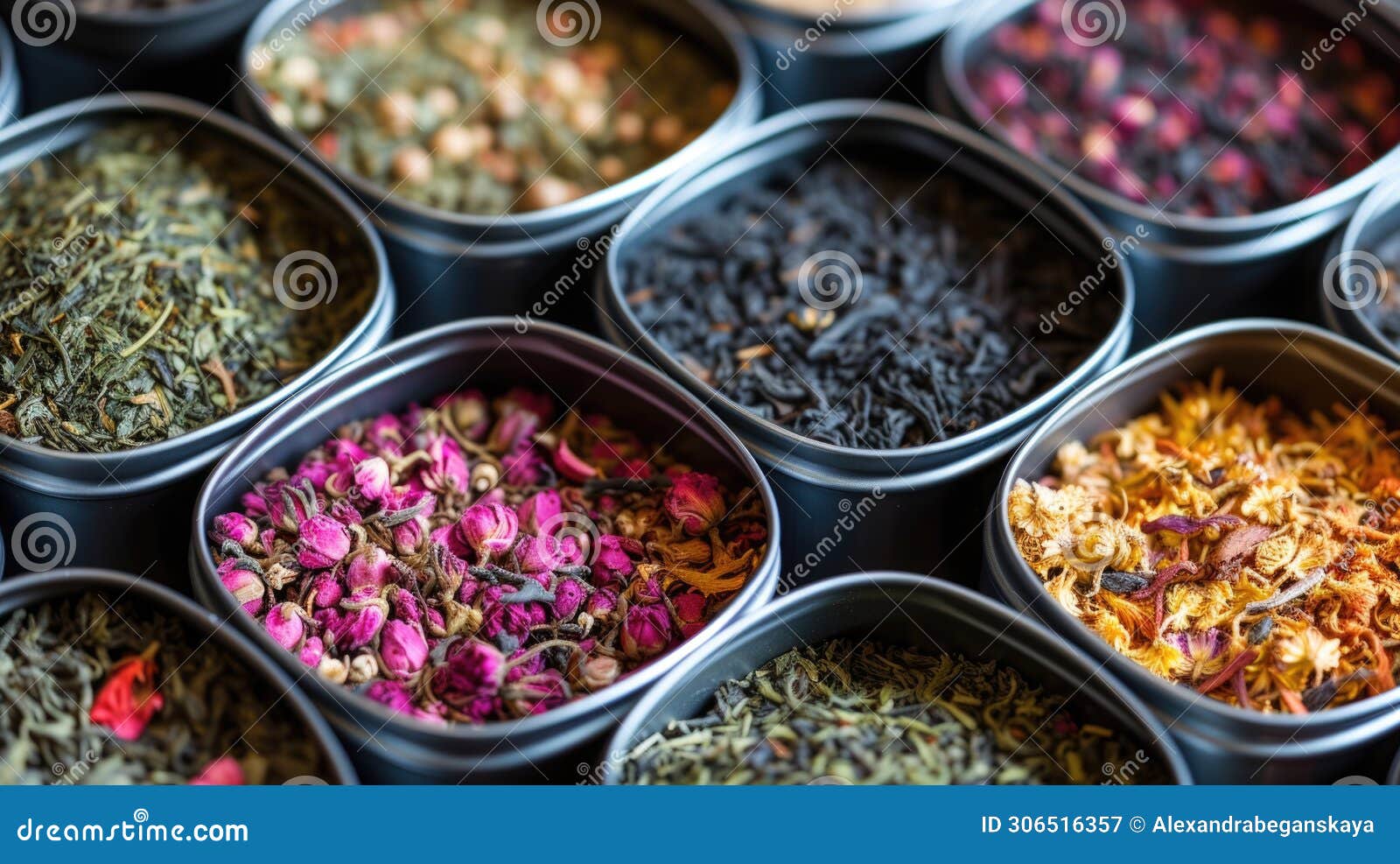 Assorted Loose Leaf Tea in Tins Stock Illustration - Illustration of ...