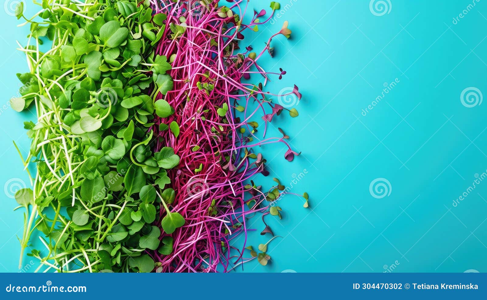 Assorted Lush Microgreens with Bright Stems and Leaves on a Colored ...