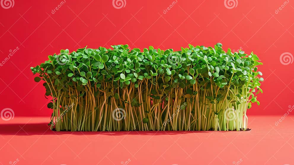 Assorted Lush Microgreens with Bright Stems and Leaves on a Colored ...