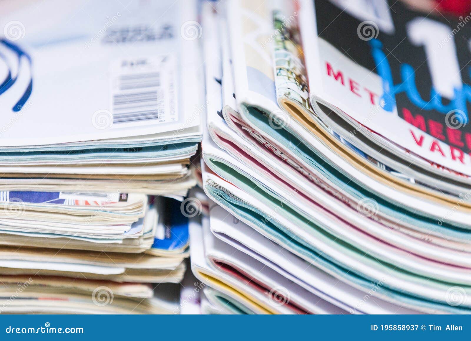 Assorted Magazines in Separate Piles Stock Image - Image of cover, data ...