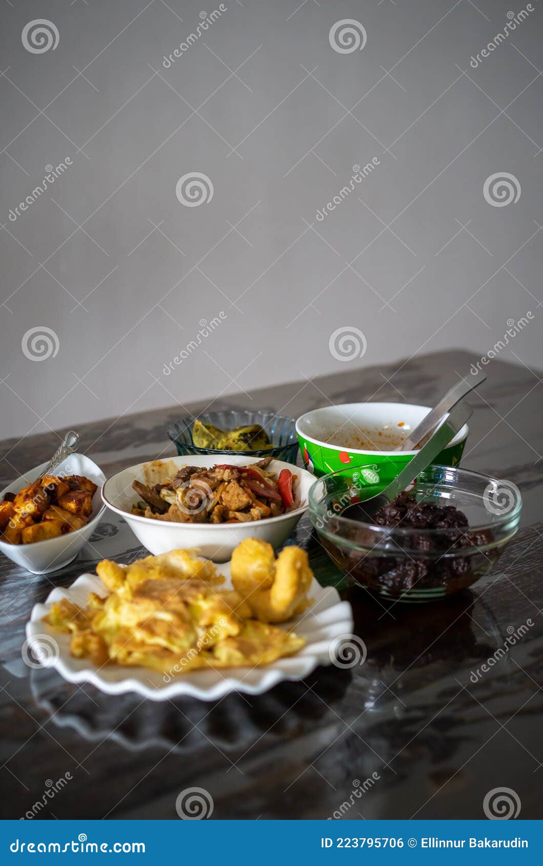 Assorted Malay Dishes Served on the Table. Staple Menu for Lunch and ...