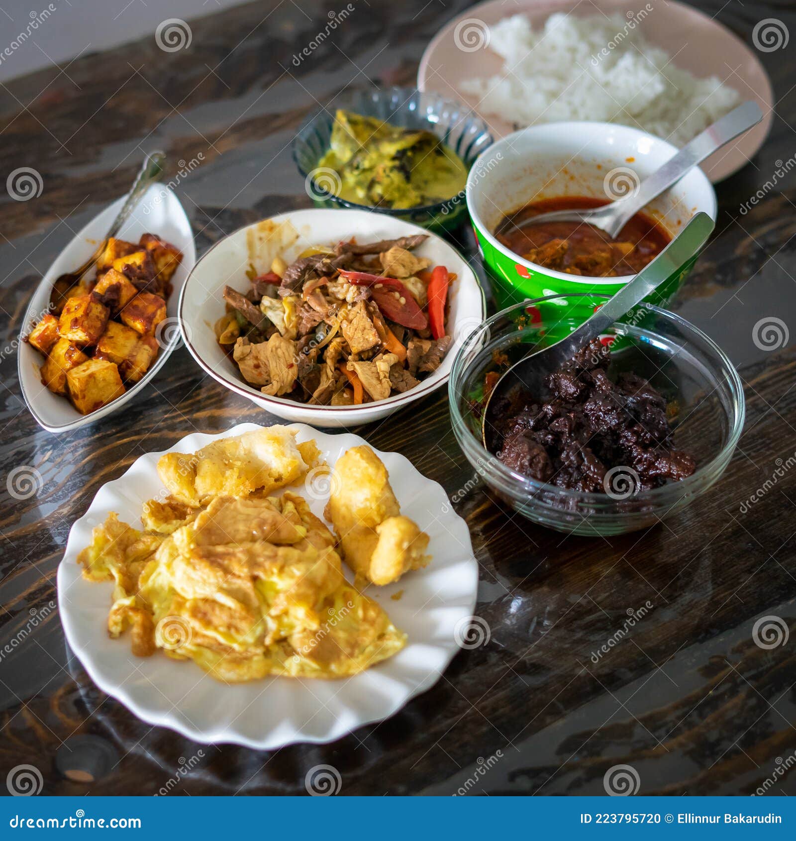 Assorted Malay Dishes Served on the Table. Staple Menu for Lunch and ...