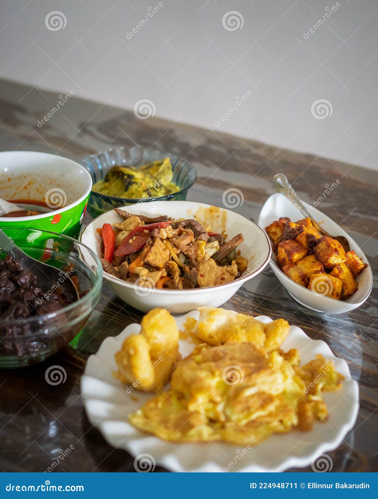 Assorted Malay Dishes Served on the Table. Staple Menu for Lunch and ...