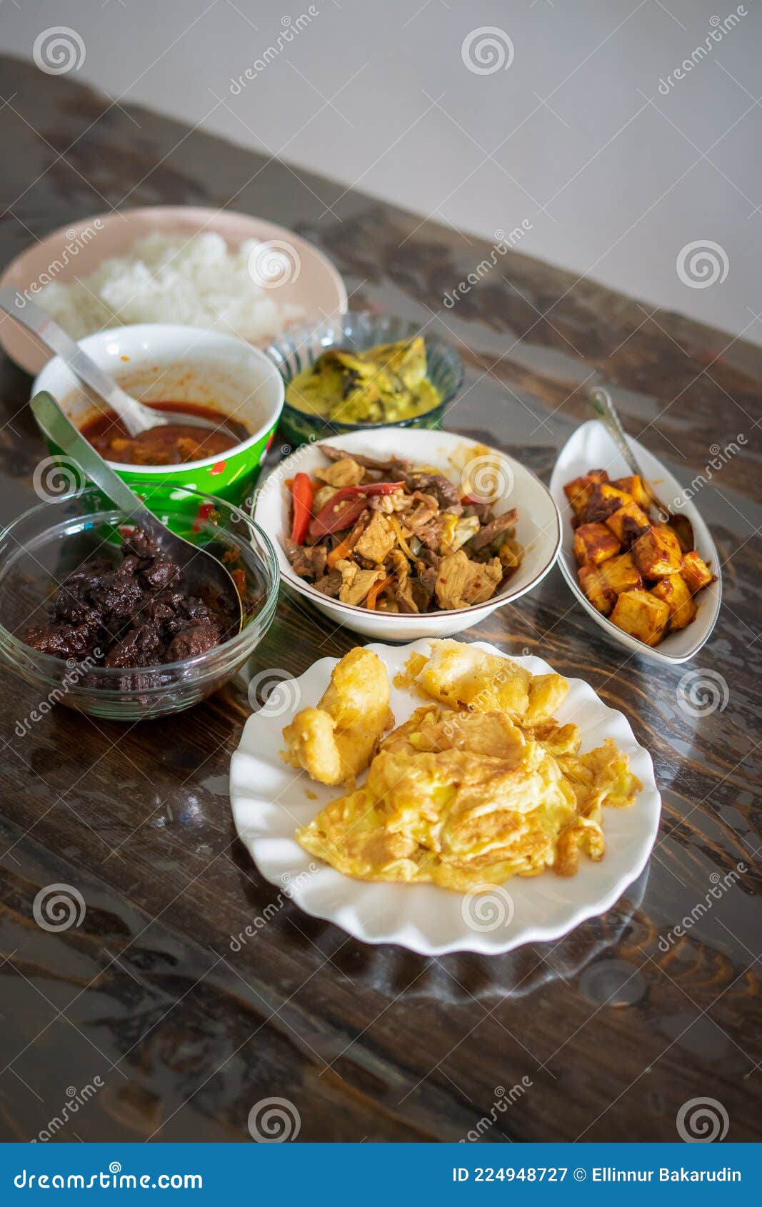 Assorted Malay Dishes Served on the Table. Staple Menu for Lunch and ...