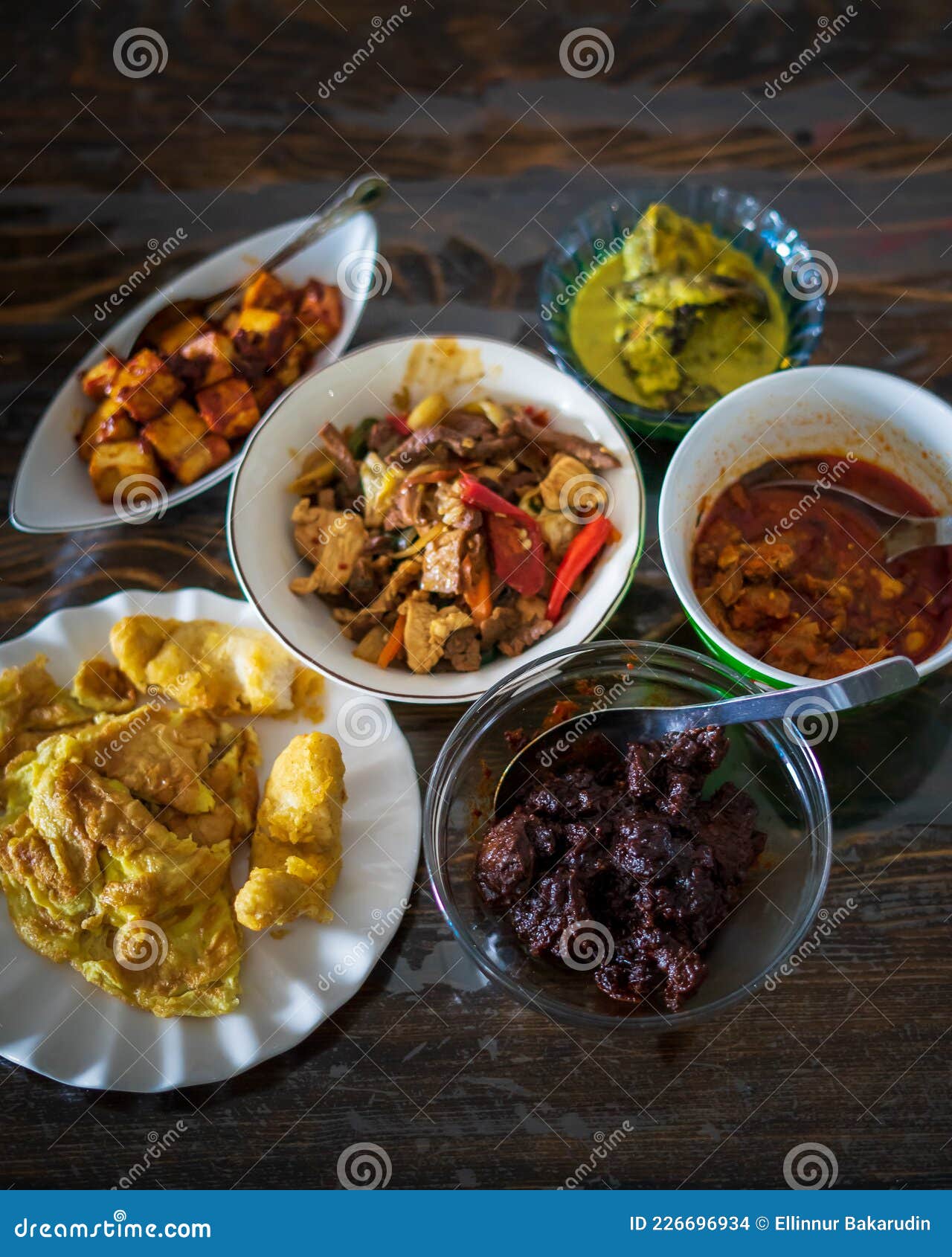 Assorted Malay Dishes Served on the Table. Staple Menu for Lunch and ...