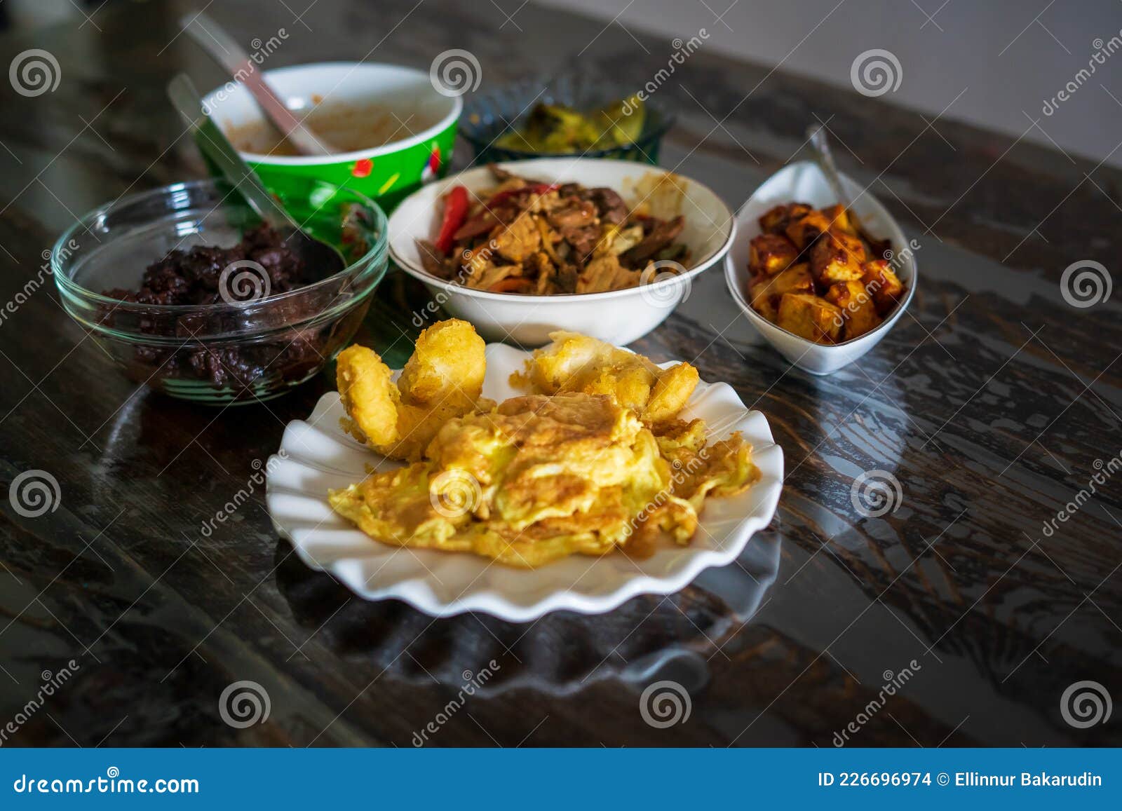Assorted Malay Dishes Served on the Table. Staple Menu for Lunch and ...