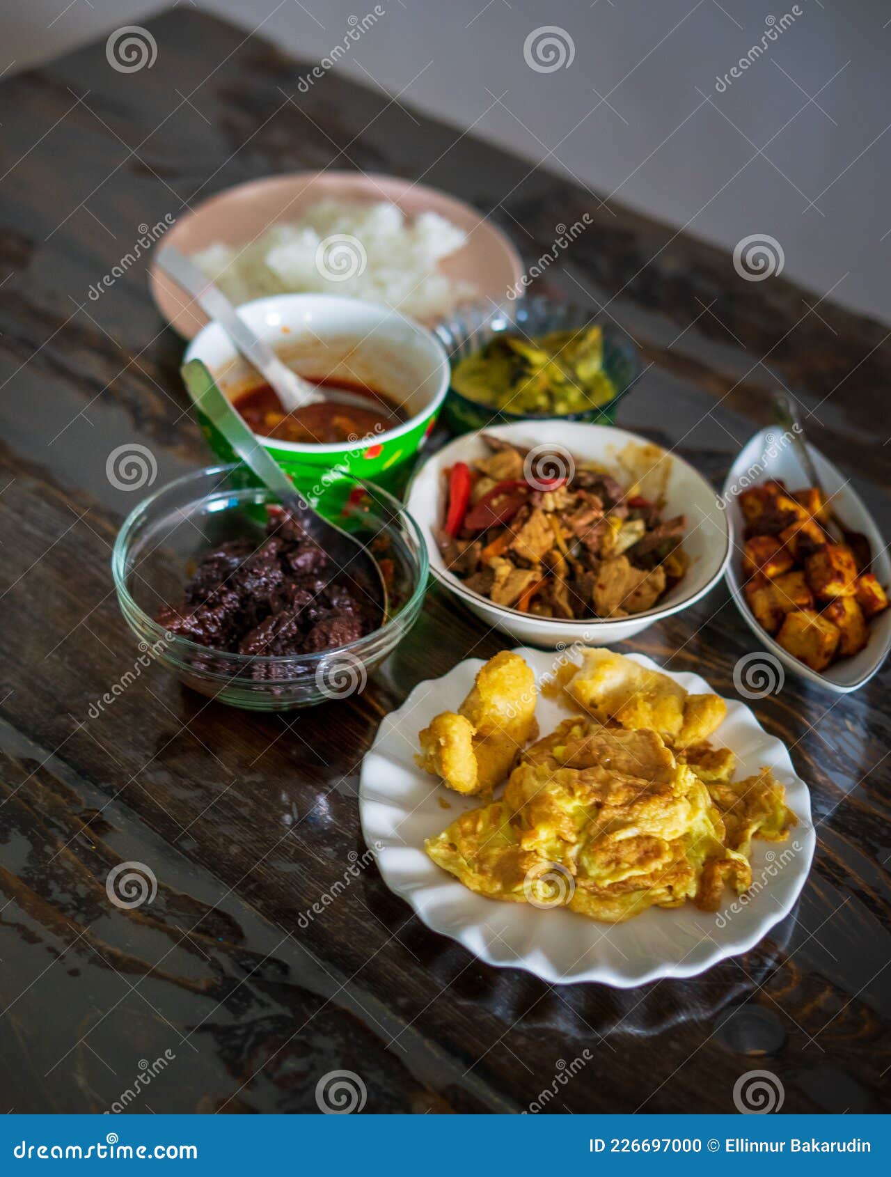 Assorted Malay Dishes Served on the Table. Staple Menu for Lunch and ...