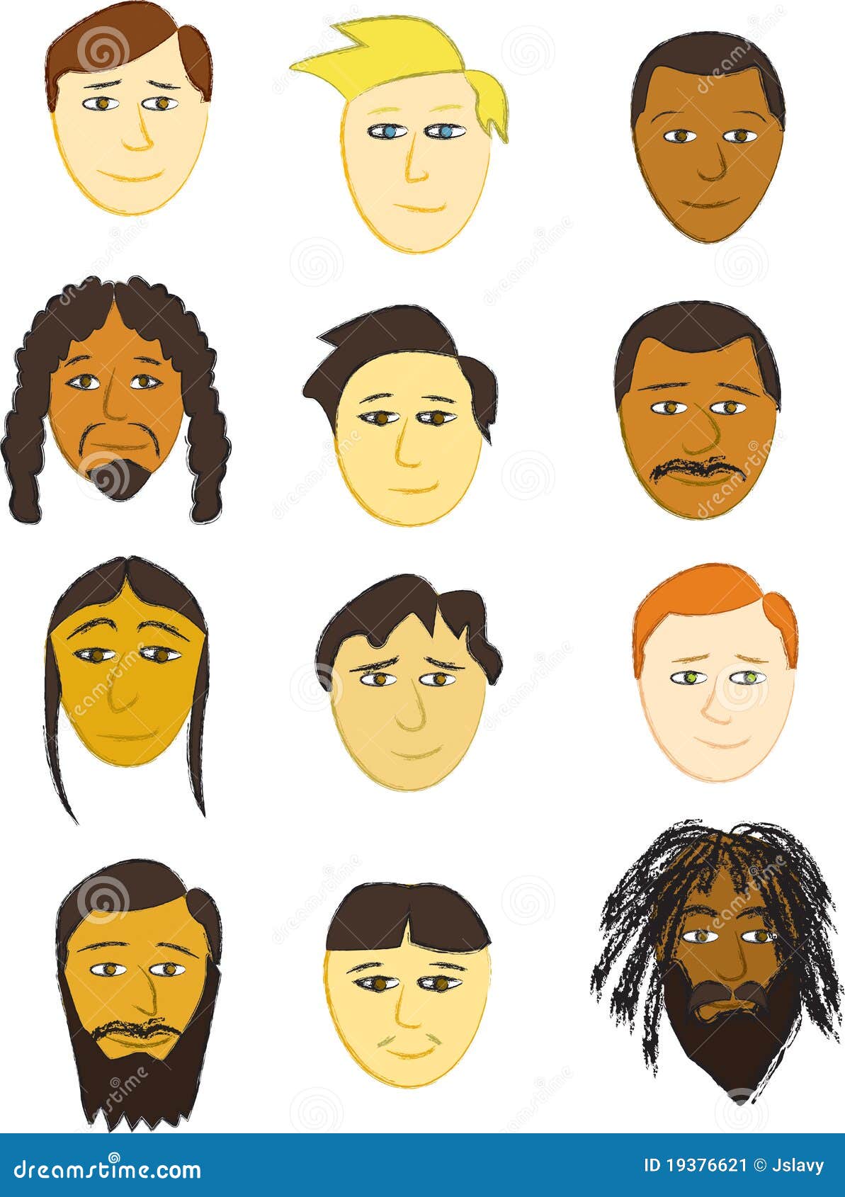Assorted Male Faces stock illustration. Illustration of caricatures ...