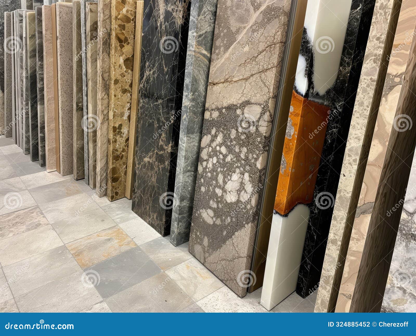 Assorted Marble and Stone Slabs Display Stock Photo - Image of geology ...