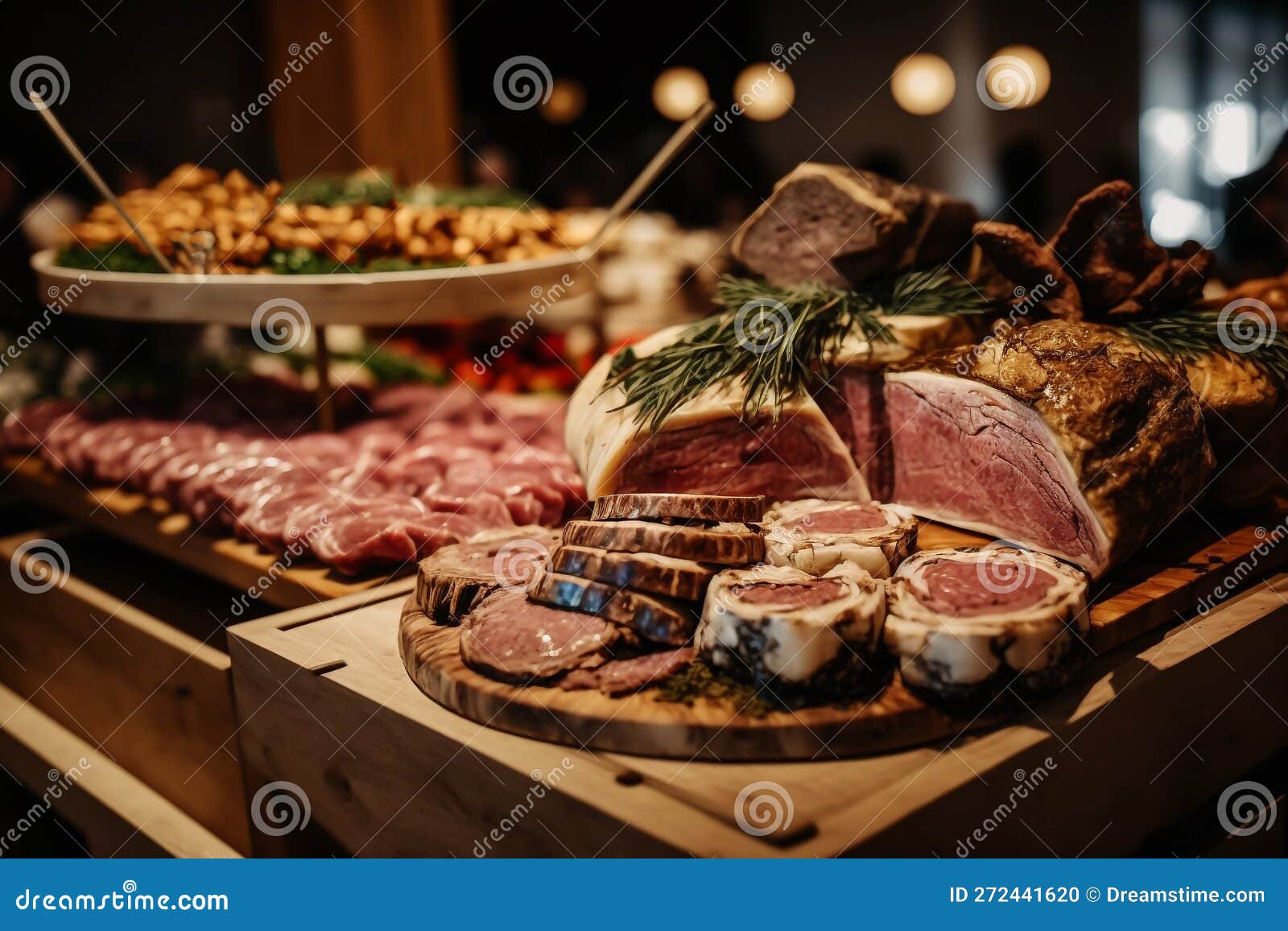 Assorted Meat Buffet Generative AI Stock Illustration - Illustration of ...