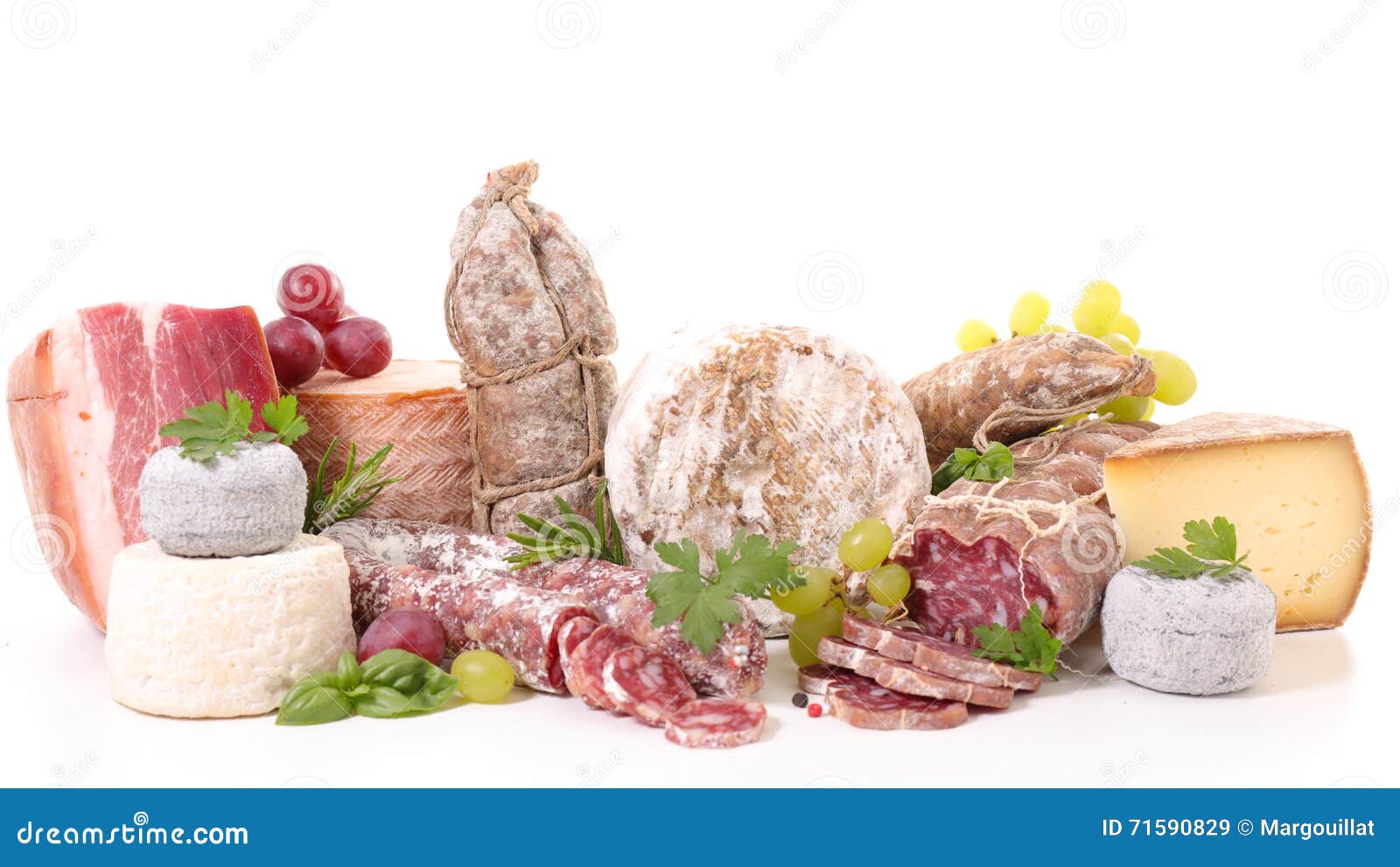 Assorted meat and cheese stock image. Image of sausage - 71590829