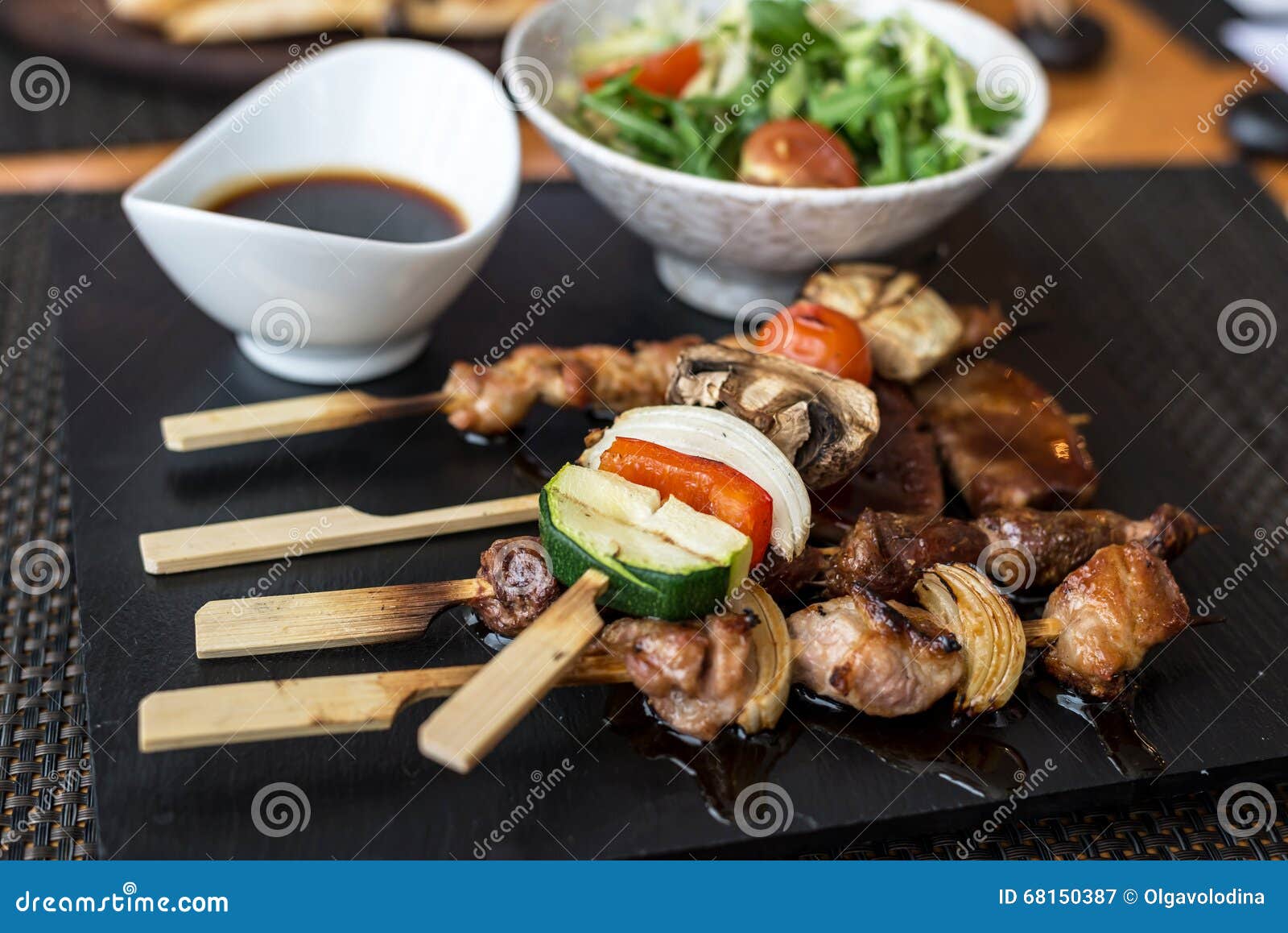 Assorted Meat on Skewers in Restaurant Stock Image - Image of food ...