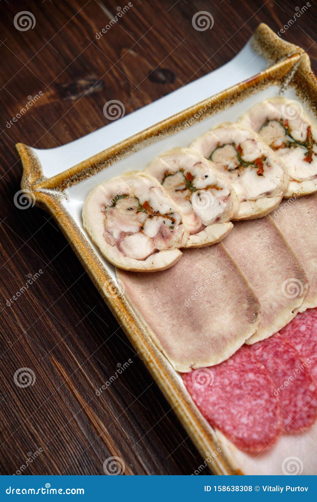 Assorted Meat Sliced. Restaurant Menu Stock Photo - Image of white ...
