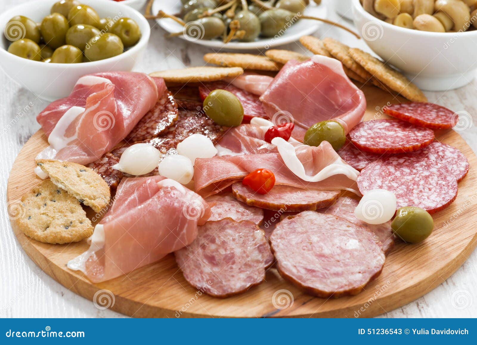 Assorted Meat Snacks, Sausages and Pickles, Close-up Stock Image ...