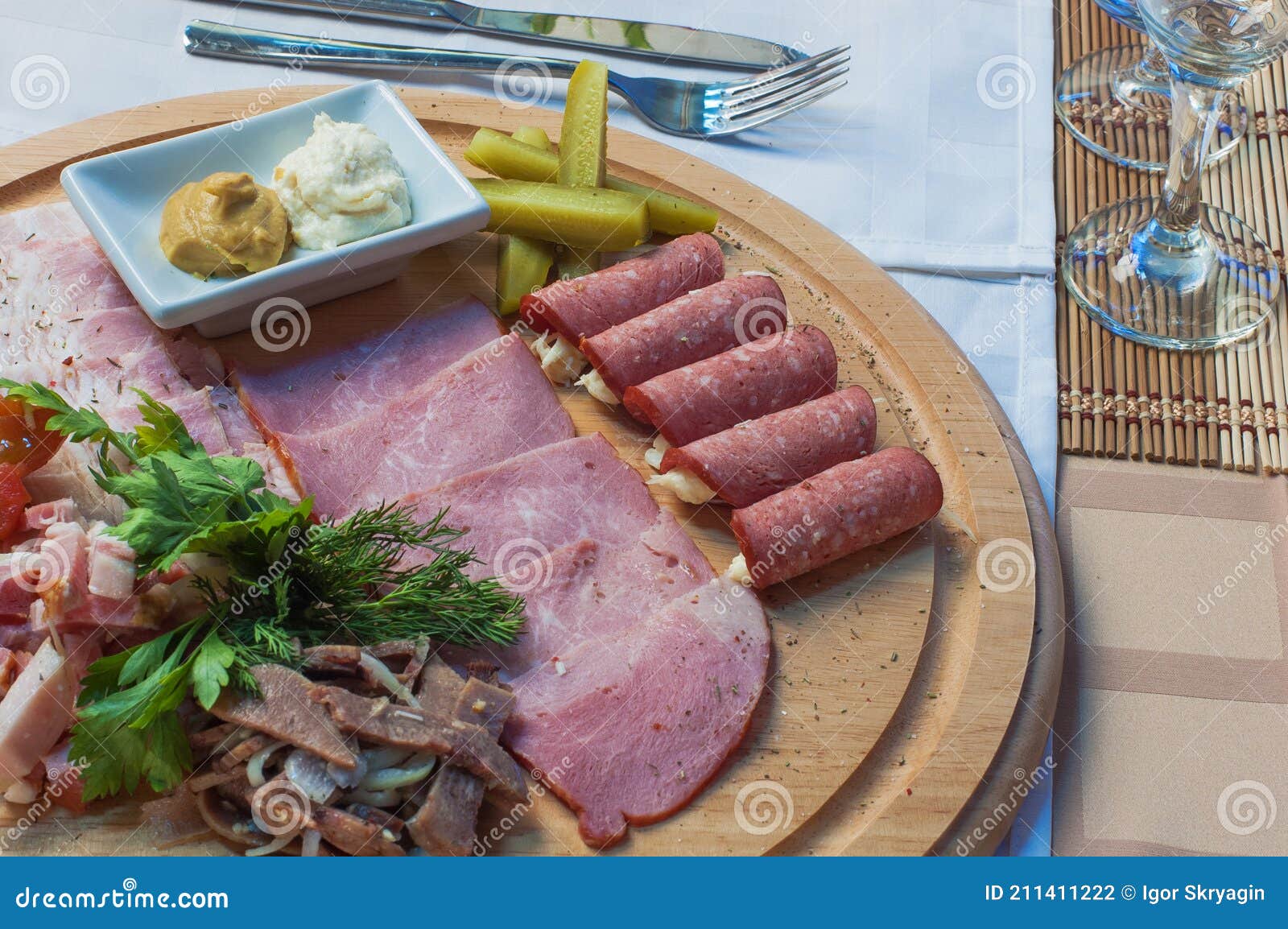 Assorted Meat on the Table in a Restaurant Stock Photo - Image of ...