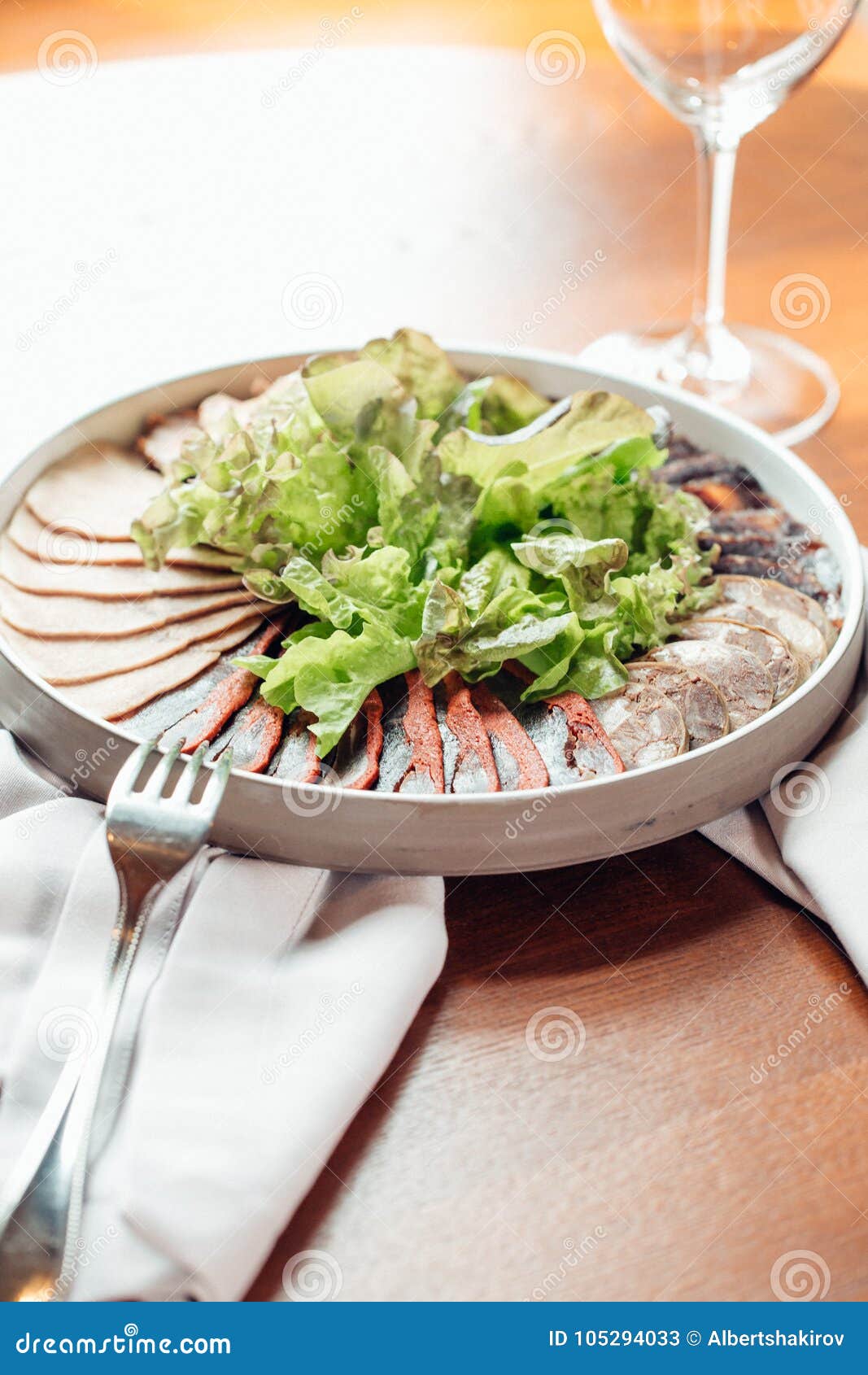 Assorted Meat on White Plate on Wood Background Stock Image - Image of ...