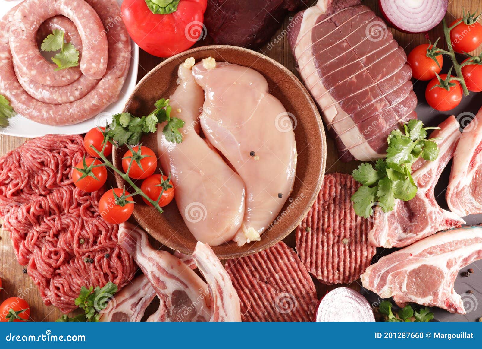 Assorted of meats stock photo. Image of pork, sirloin - 201287660