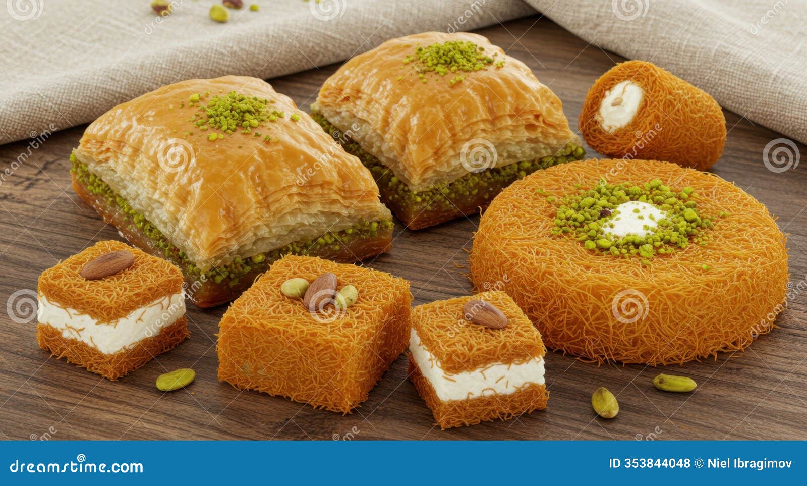 Assorted Middle Eastern Sweets: Baklava and Kanafeh Platter with ...