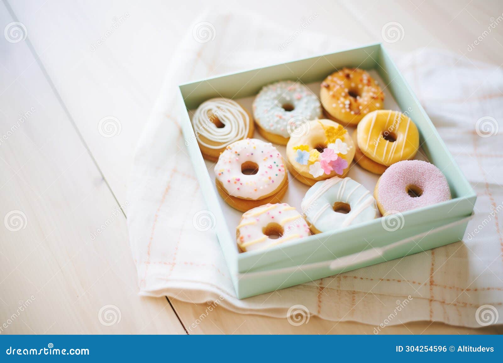 Assorted Mini Donuts in a Paper Box Stock Photo - Image of bakery ...