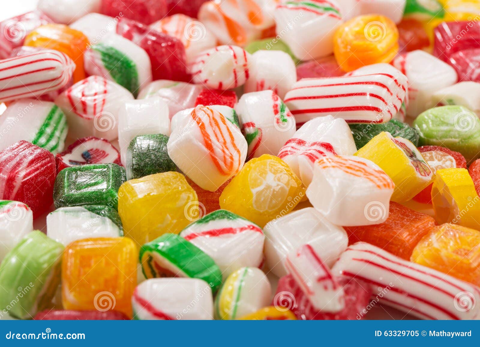 Assorted Mix Of Colorful, Hard, Old Time Christmas Candy Stock Photo ...