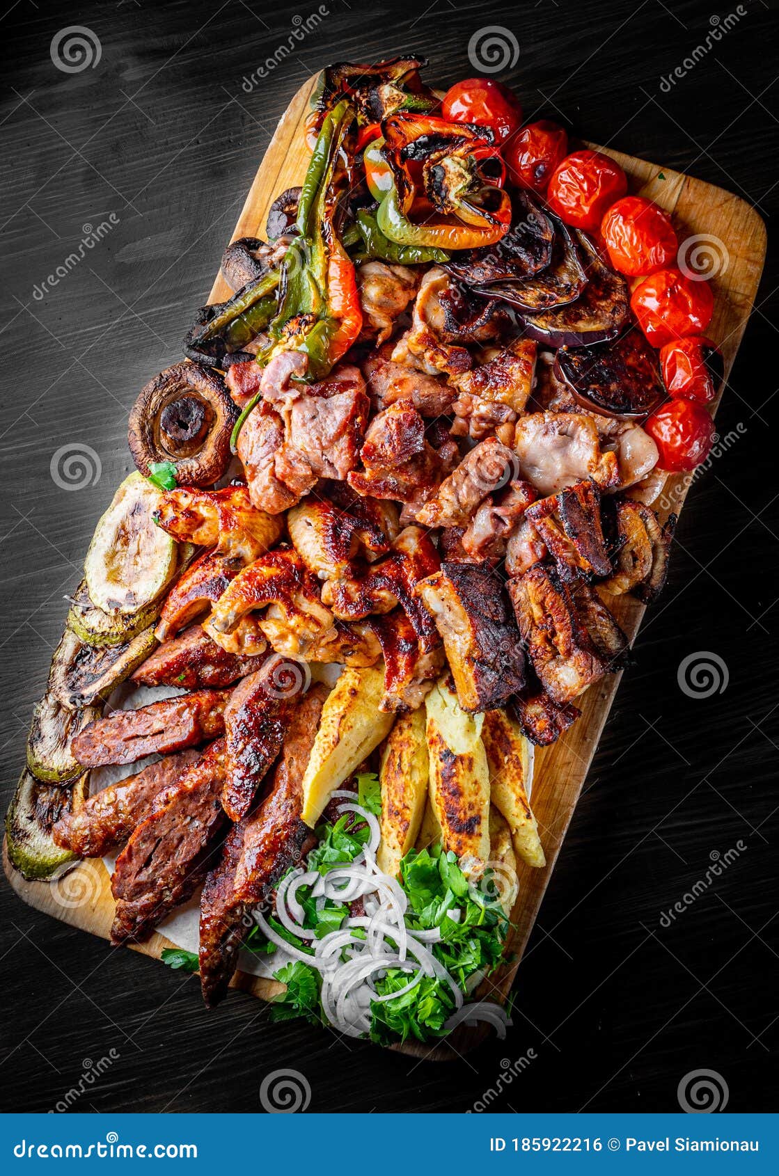 Assorted Mixed Different Grilled Meat with Vegetables Stock Photo ...