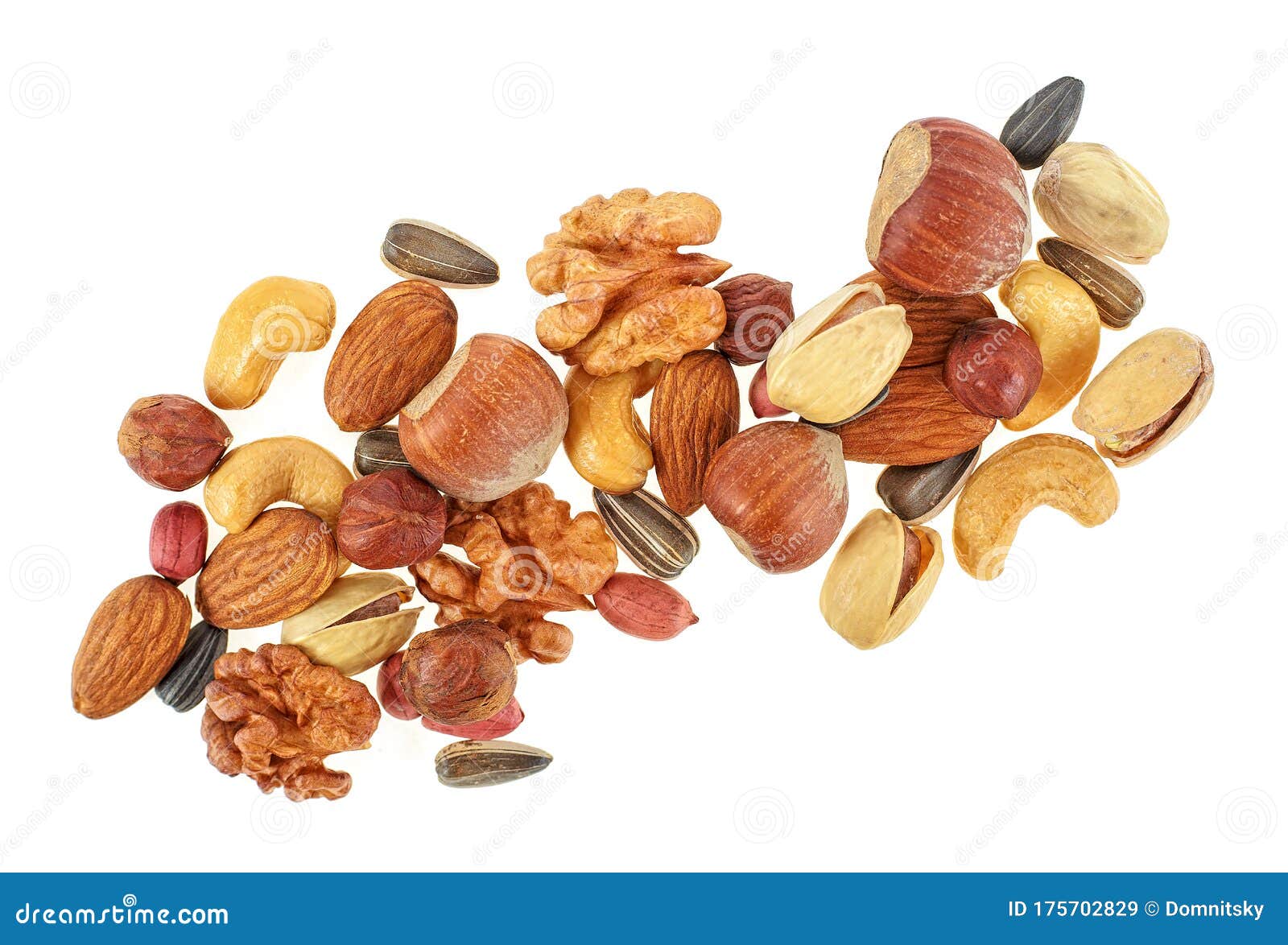 Assorted Mixed Nuts, White Background. Stock Image - Image of ...