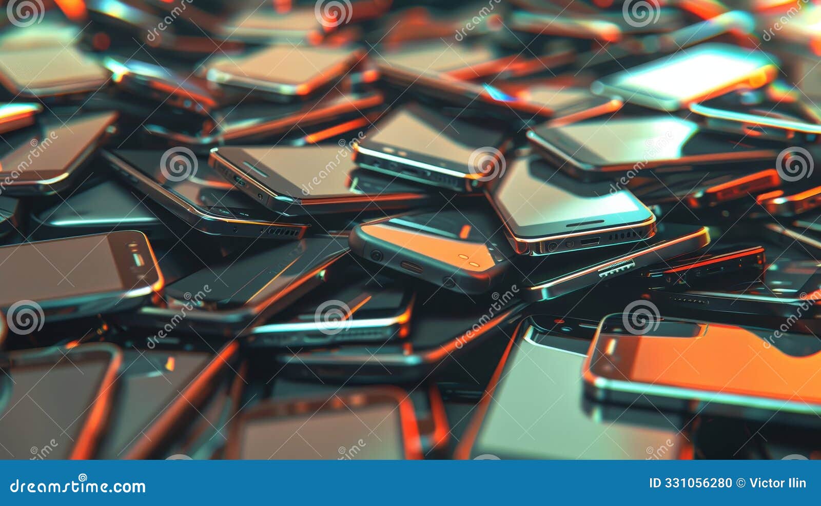Assorted Mobile Phones Stack, Technology and Marketing Concept with ...